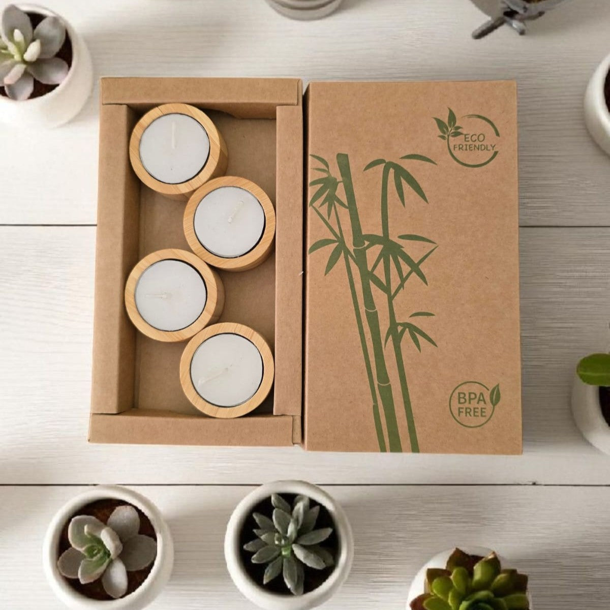 Bamboo tealight candle holders| Natural decor| Eco candle stand | Home ...