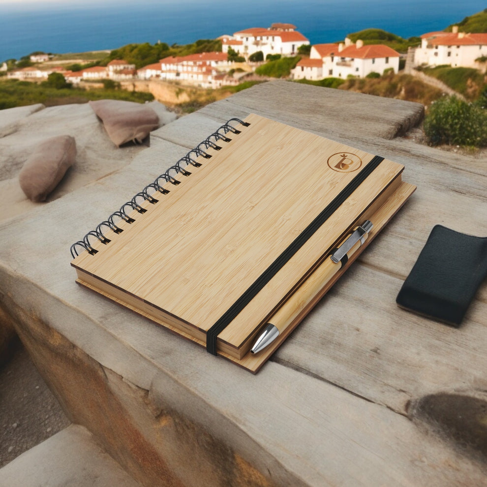 Eco-Friendly Bamboo Notepad with Pen | Recycled Paper Diary – Bambooraj